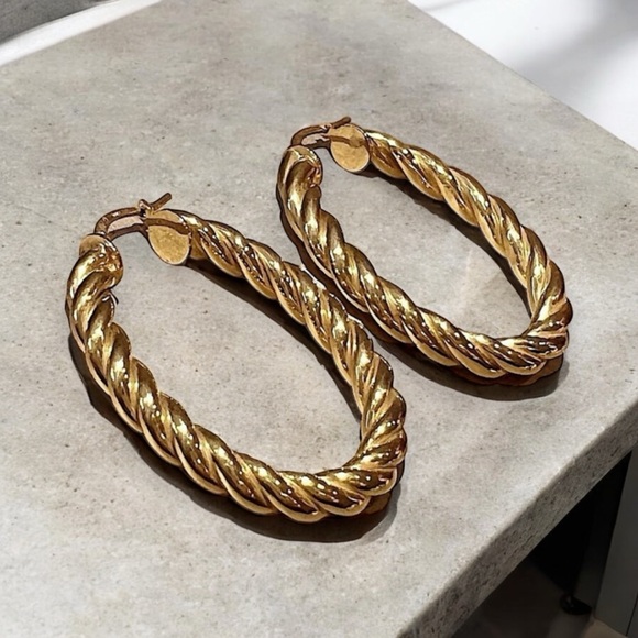 Jewelry | Vintage Large Chunky Gold Hoop Earrings Made In Italy ...